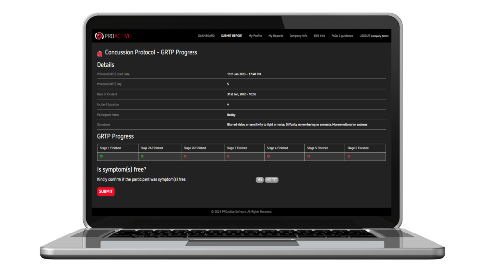 Concussion Module | Proactive Reporting